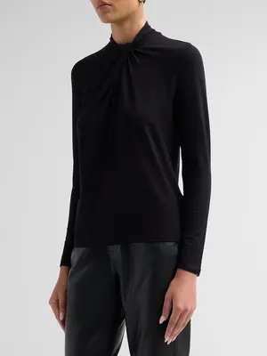 Majestic Filatures Soft Touch Long-sleeve Twist-neck Top