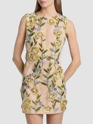 MILLY Ivette Sequin-embroidered Minidress