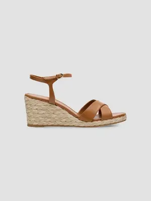 STUART WEITZMAN Dayna Leather Espadrille Sandals - Brown