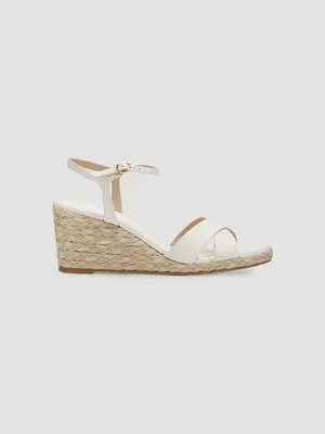 STUART WEITZMAN Dayna Leather Espadrille Sandals Cream
