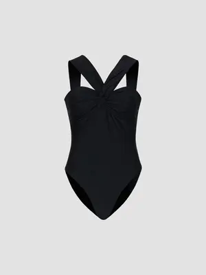 MILLY Betsy Draped Bandeau One-piece Swimsuit - Black