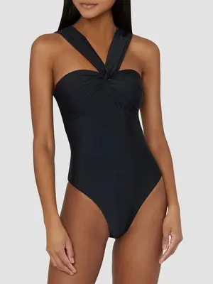 MILLY Betsy Draped Bandeau One-piece Swimsuit