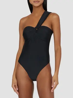 MILLY Betsy Draped Bandeau One-piece Swimsuit