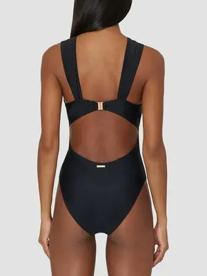 MILLY Betsy Draped Bandeau One-piece Swimsuit