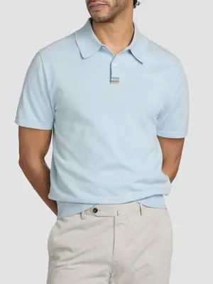 Paul Smith Knit Cotton Polo Shirt - Light Blue