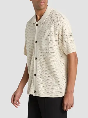 REPRESENT Pico Open-knit Cotton-blend Shirt