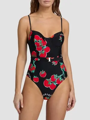 MILLY Pomodoro Belted One-piece Swimsuit