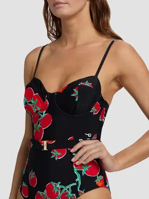 MILLY Pomodoro Belted One-piece Swimsuit