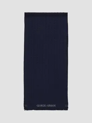 Giorgio Armani Chevron Virgin-wool Knit Scarf