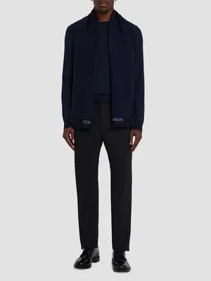 Giorgio Armani Chevron Virgin-wool Knit Scarf