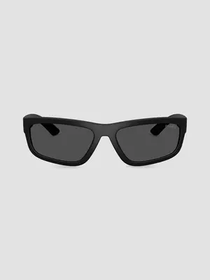 Prada 59mm Rectangular Sunglasses - Dark Grey