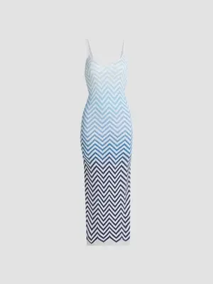 MILLY Mica Gradient Zigzag Cover-up Dress - Blue Multi