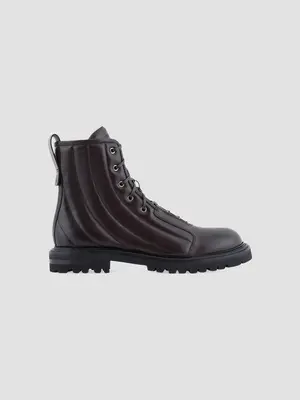 Giorgio Armani Quilted Leather Combat Boots - Brown