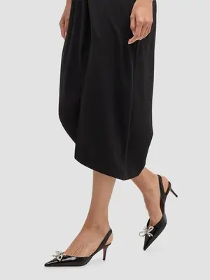 Amina Muaddi Rosie Crystal 60mm Bow Leather Slingback Pumps