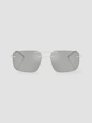 Moncler Orbit 56mm Rectangular Sunglasses - Silver