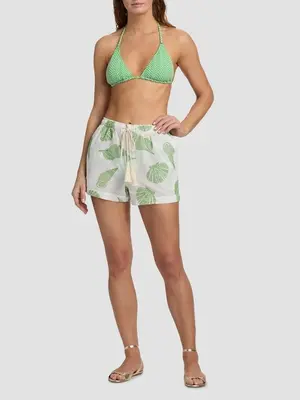 MILLY Corrie Embroidered Cotton Cover-up Shorts - Multi