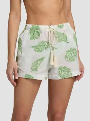 MILLY Corrie Embroidered Cotton Cover-up Shorts - Multi