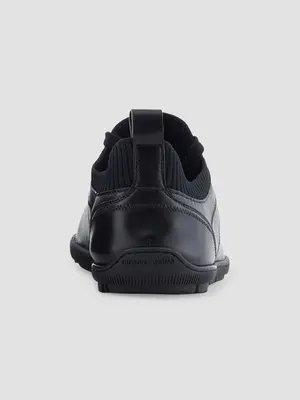 Giorgio Armani Leather Knit-lining Low-top Sneakers