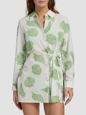MILLY Cleo Embroidered Cotton Cover-up Minidress