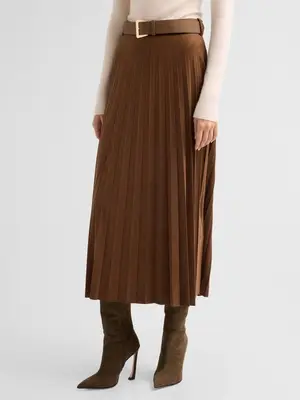 MILLY Nayla Pleated Midi Skirt