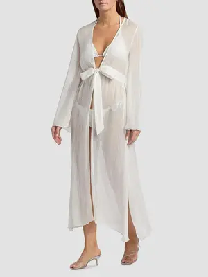 MILLY Vince Pinstriped Cover-up Robe