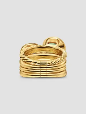 David Yurman Dy Mercer Two Stone Cocktail Ring In 18k Yellow Gold - New Prasiolite