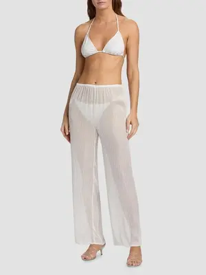 MILLY Celina Pinstriped Sheer Cover-up Pants