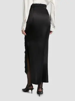 LANVIN Metallic Fringed Wool-blend Midi-skirt