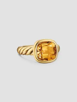 David Yurman Dy Mercer Stone Ring In 18k Yellow Gold - Citrine