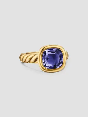 David Yurman Dy Mercer Stone Ring In 18k Yellow Gold - Iolite