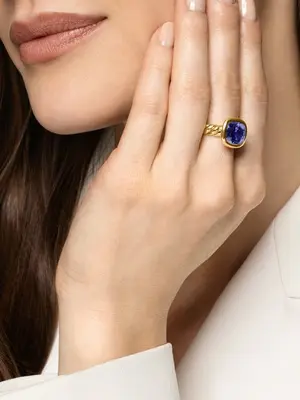 David Yurman Dy Mercer Stone Ring In 18k Yellow Gold - Iolite