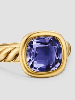 David Yurman Dy Mercer Stone Ring In 18k Yellow Gold - Iolite