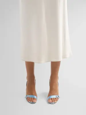 Manolo Blahnik Zutosan 90mm Satin Slingback Sandals - Light Blue
