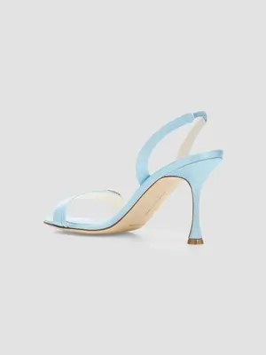 Manolo Blahnik Zutosan 90mm Satin Slingback Sandals - Light Blue
