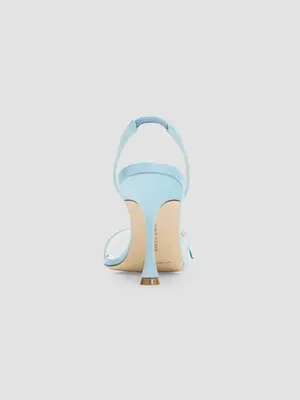 Manolo Blahnik Zutosan 90mm Satin Slingback Sandals - Light Blue