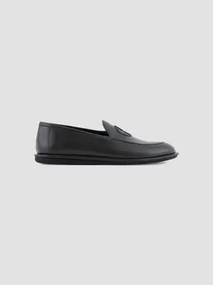 Giorgio Armani Logo Vintage Leather Slip-on Loafers