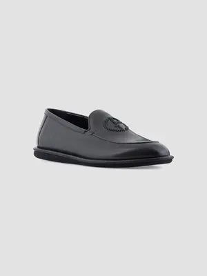 Giorgio Armani Logo Vintage Leather Slip-on Loafers