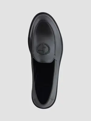 Giorgio Armani Logo Vintage Leather Slip-on Loafers