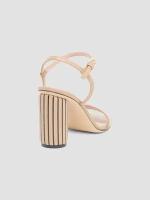 POLLINI Sunset 85mm Leather Sandals - Sand Black