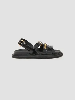 Moschino Logo Leather Sandals - Black