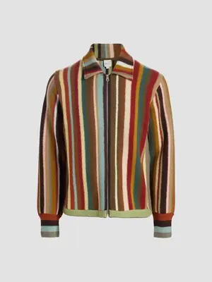 Paul Smith Striped Wool Zip-front Cardigan - Multicoloured
