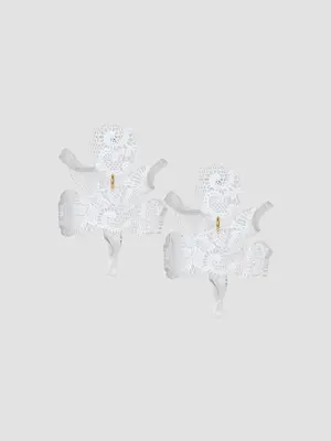 Lele Sadoughi Lace Paper Lily Acetate Drop Earrings - White