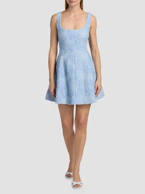 MILLY Minna Flower Appliqué Tweed Minidress