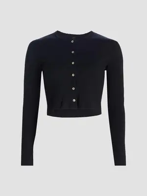 LESET Pointelle-knit Crop Cardigan - Black