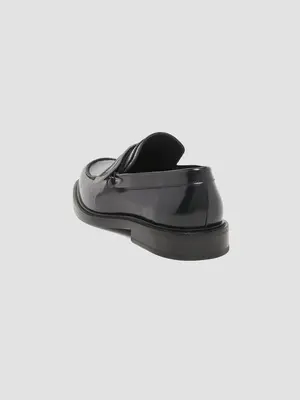 Moschino Logo Leather Slip-on Loafers