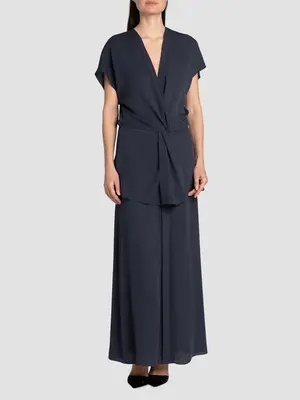 Giorgio Armani Twist Silk Layered Maxi Dress