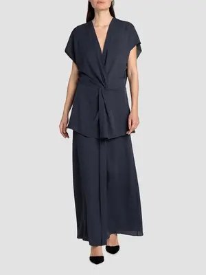 Giorgio Armani Twist Silk Layered Maxi Dress