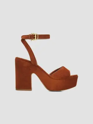 POLLINI 110mm Suede Platform Sandals - Hide