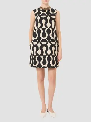 Max Mara Printed Cotton Poplin Dress - Black Multi