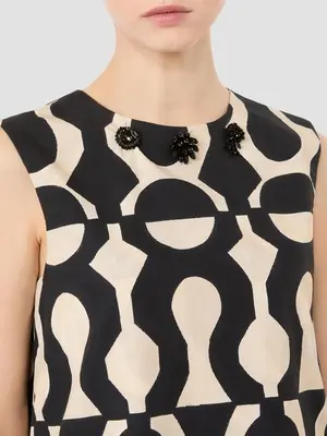 Max Mara Printed Cotton Poplin Dress - Black Multi